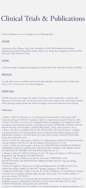 Publications - Dr David Robinson Consultant Geriatrician
